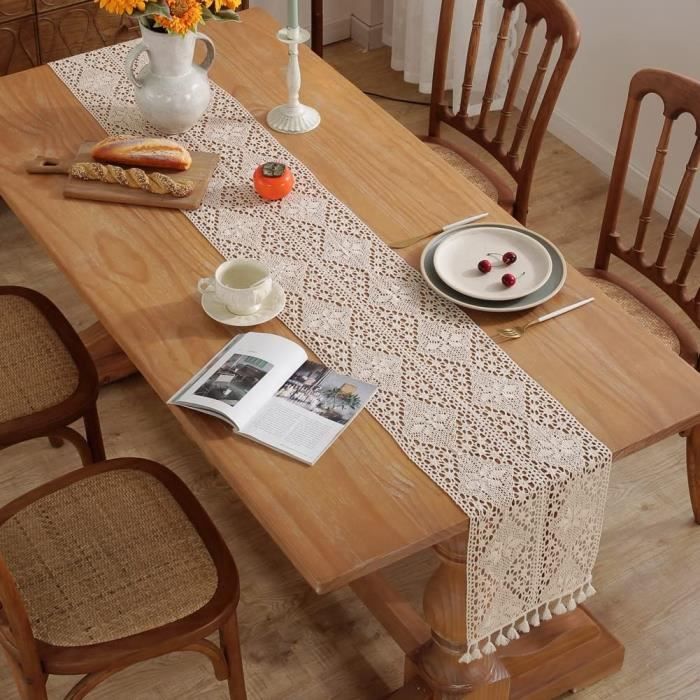 Chemins De Table Au Crochet, 30X200Cm Chemin De Table En Dentelle ...