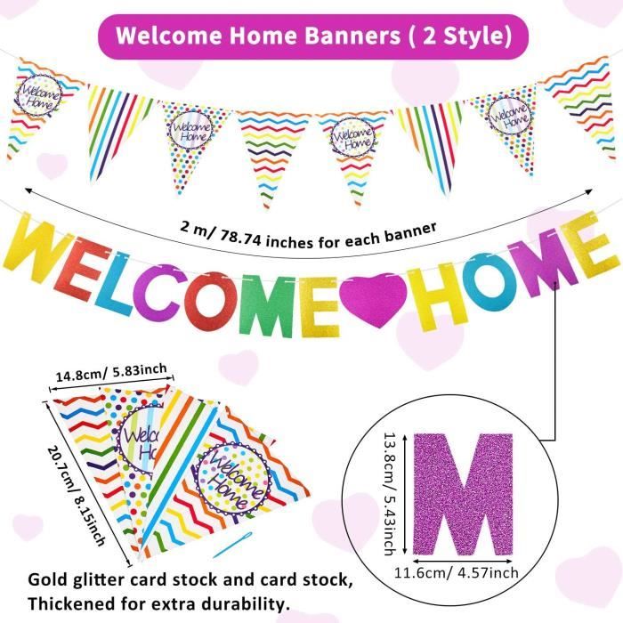 26 Pièces Set De Bannière Et Ballon Bienvenue À La Maison Inclure ...
