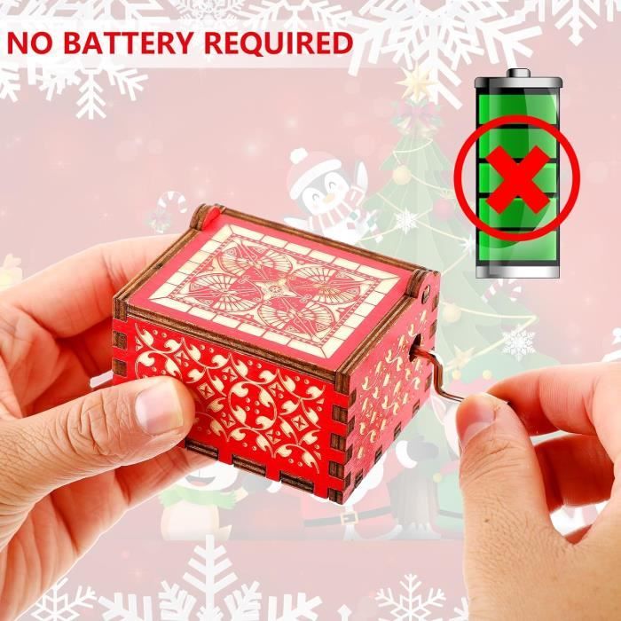 Mini Boîte À Musique De Noël En Bois Avec Manivelle - Mini Boîtes À ...