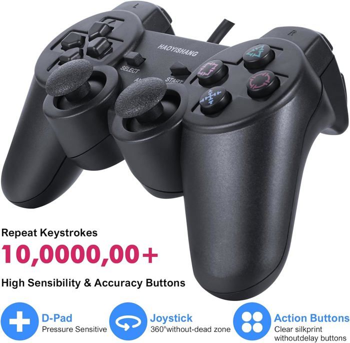 2 pcs Dual Wired mannete for ps2 Contrôleur Analogique Gamepad Joystick ...