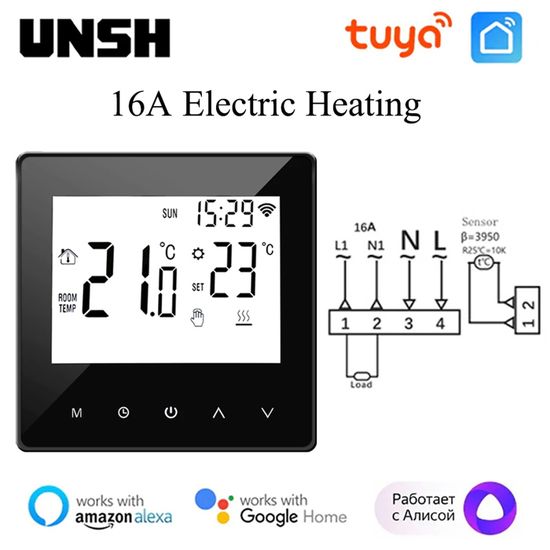 Tuya-Thermostat intelligent WiFi Zigequation,régulateur de température,eau,électrique- B 16A ...