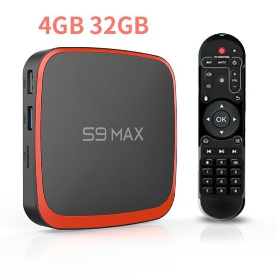 Ue Plug - 4 Go32 Go 2,4g 5g WiFi - Boîtier Smart TV s9 max Andoid 9.0 Amlogic S905X3,lecteur ...