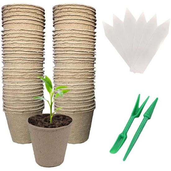 Lot de 100 pots de semences biodégradables de 7,6 cmplateau de ...