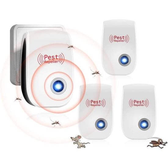 Répulsif Ultrason Anti Rongeurs Insectes 4 Pack, Ultrason Anti ...