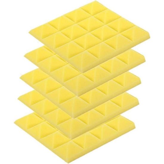 Lot de 5 panneaux acoustiques en mousse pour isolation acoustique Jaune ...