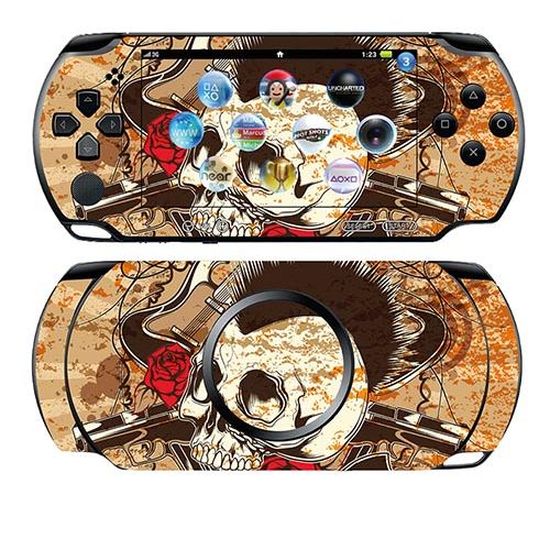 Skin Stickers pour sony PSP street (Sticker : Gun guitar and roses ...
