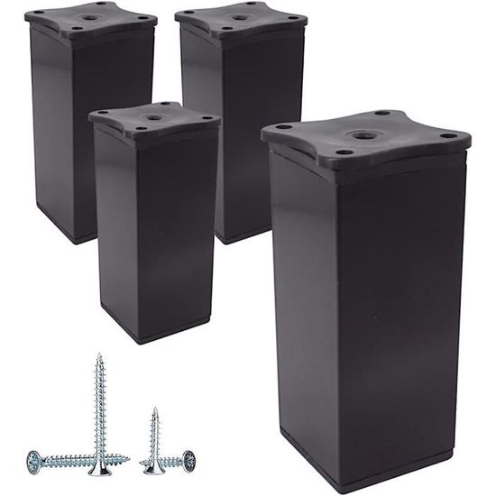 Lot De 4 Pieds De Meubles Réglables En Hauteur - Noir - Hauteur : 100 ...