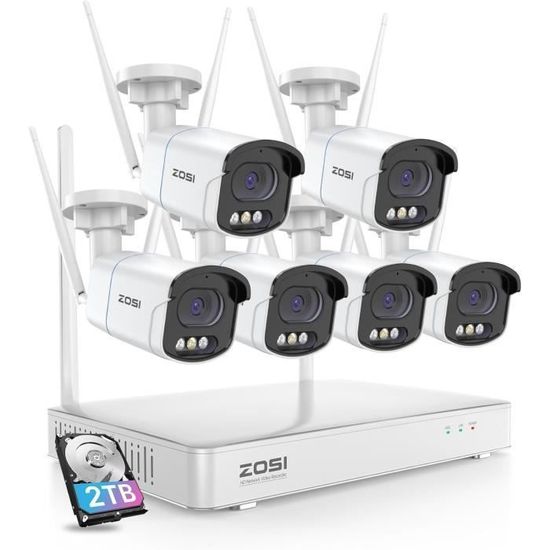 ZOSI 2,5K 8CH NVR Kit Vidéo Surveillance sans Fil avec 4MP Caméra WiFi ...