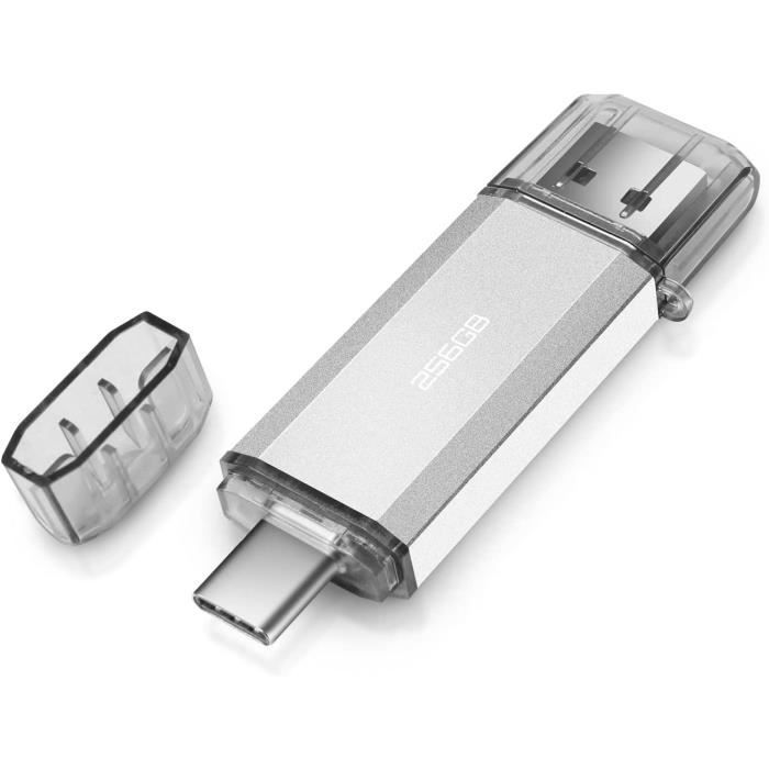 Clé USB 256 Go, Clé USB C 256 Go USB 3.0 Pendrive 2 en 1 Type C OTG Clé ...