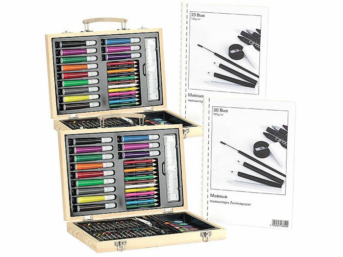 Coffret de dessin - Playtastic - 67 pièces - 48 crayons de couleur - 12 ...