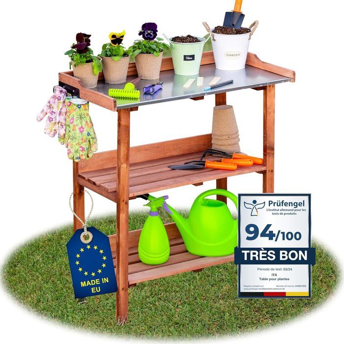 Table de Plantation en Bois 76x38x89 cm - avec Plan de Travail ...
