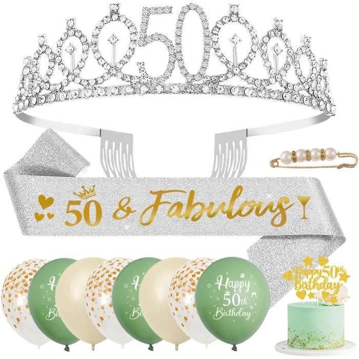 50 Ans Anniversaire Femme, 50 Ans Couronne Anniversaire Echarpe, Argent ...