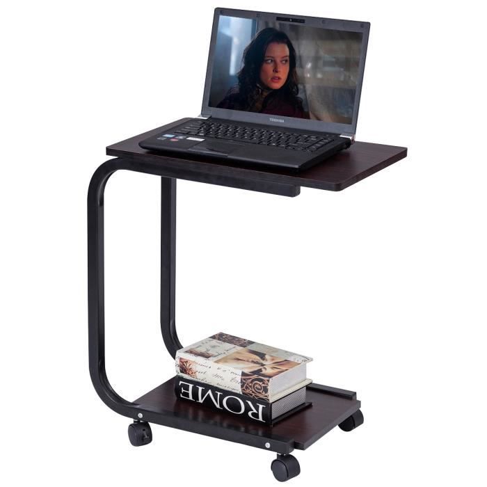Table de lit à roulette table basse Table d’appoint Table d'ordinateur ...