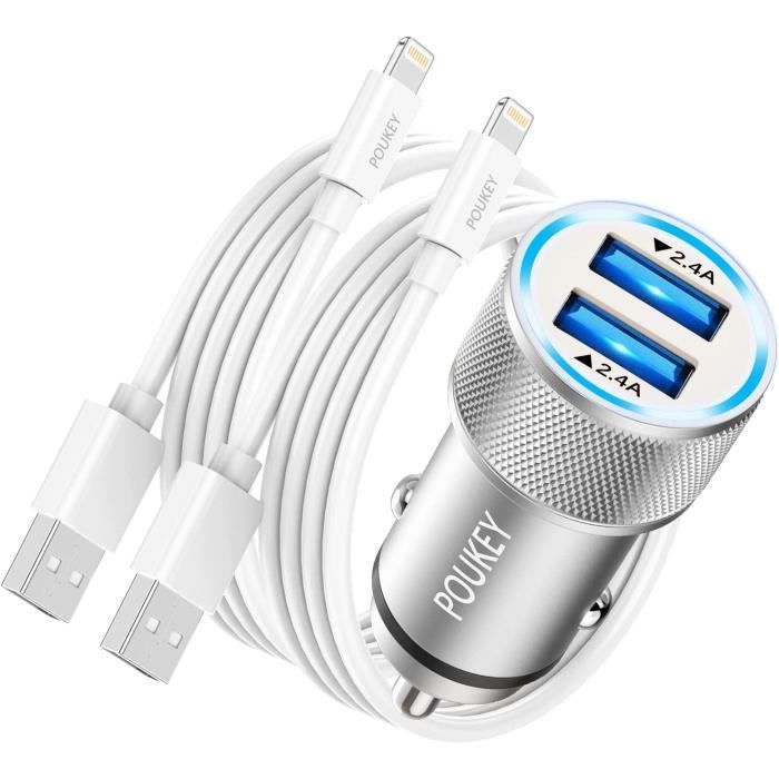 Chargeur Voiture iPhone Certifie Apple MFi Chargeur Allume Cigare USB 2.4A Rapide Prise Adaptateur Chargeur iPhone Voiture O34 Cdiscount Telephonie
