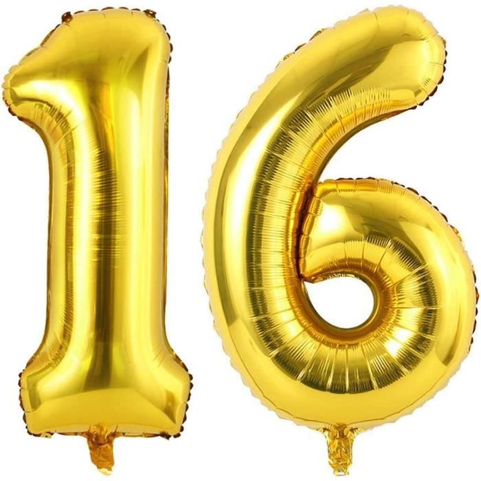 Xxl Ballon Chiffre 16 Or,100Cm Ballon Numéro Decoration Anniversaire ...