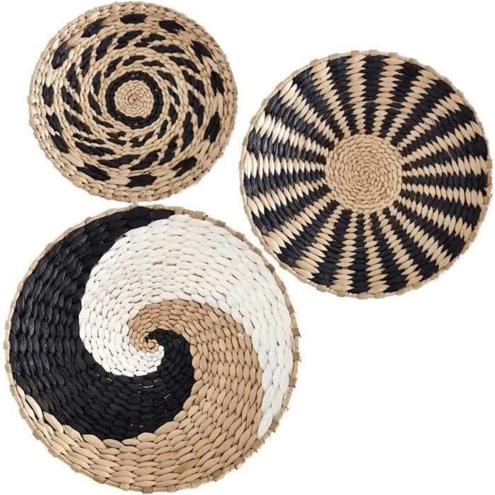 Décoration de Panier Mural en Osier, Lot de 3 paniers muraux tissés à ...