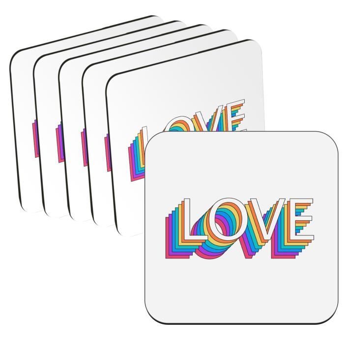 Sous Verre Liège (Lot de 6) LOVE Pride LGBT Style Retro Arc en Ciel ...