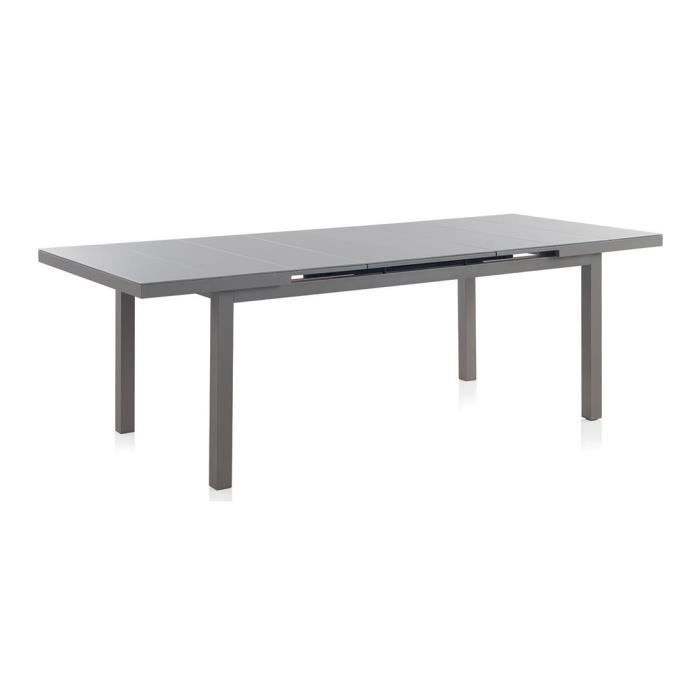 Table extensible de jardin en Aluminium avec plateau en verre ...