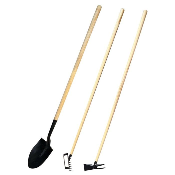 OGROD Lot d'outils de jardinage Pelle bêche + râteau + serfouette panne ...