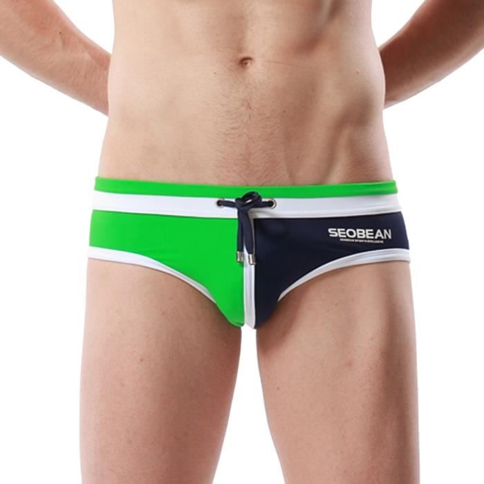 Hommes Marque Stripe Sexy Nylon Respirant Bulge Briefs Maillot De Bain
