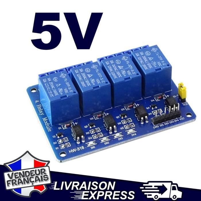 MODULE 4 RELAIS 5V 4 CANAUX OPTOCOUPLEURS ARDUINO RASPBERRY - Cdiscount ...