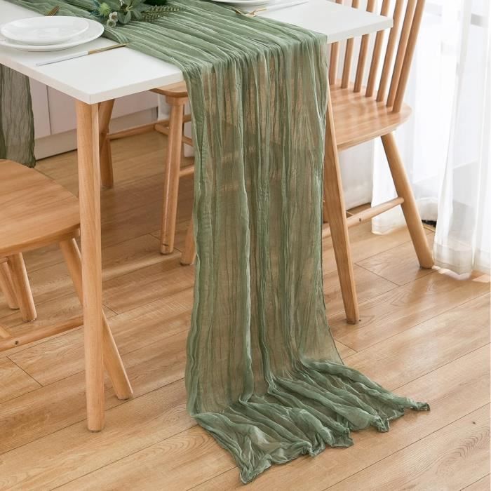 Chemin De Table Vert Sauge 70 Cm X 3 M Mousseline De Soie Vert Chemin ...