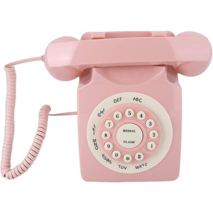 Nornward Téléphone Vintage Rose, Téléphone Fixe Rétro De Style Ancien ...
