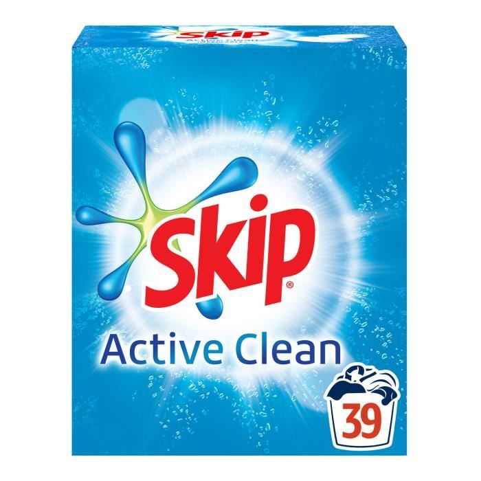 LOT DE 2 - SKIP - Active clean Lessive Poudre 39 lavages - paquet de 2 ...