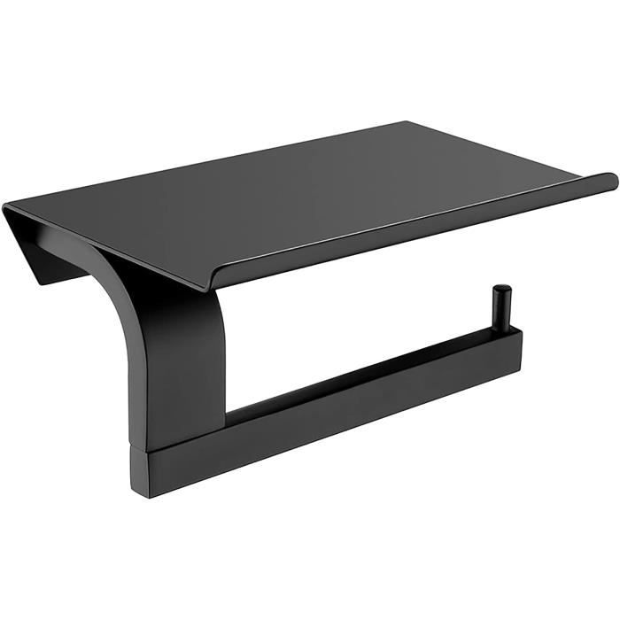 Noir Porte-Papier Toilette Avec Étagère Mural Support Papier Toilette ...