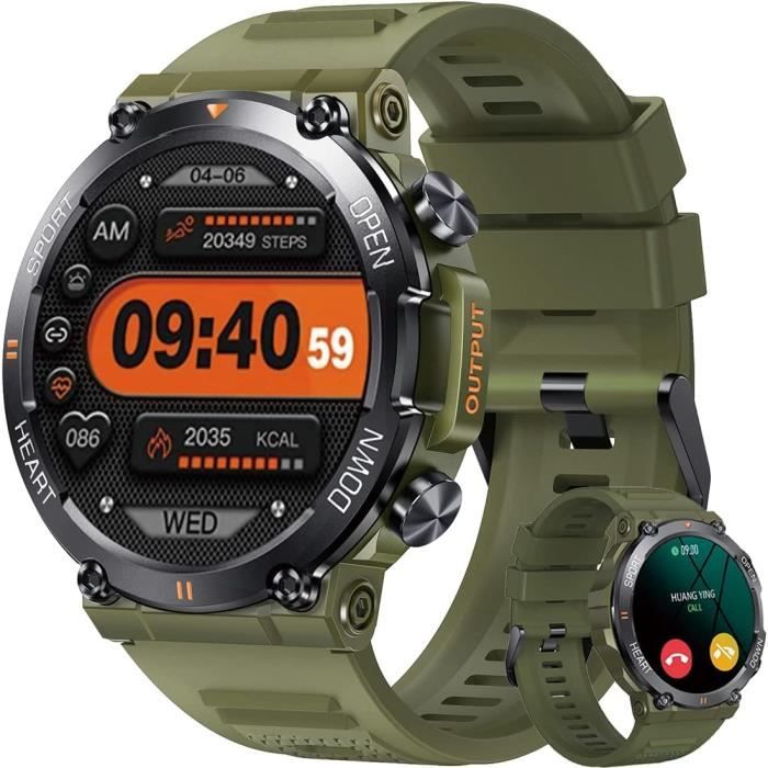 Smartwatch Homme, Smartwatch Tactique En Plein Air Pacemaker Bluetooth ...