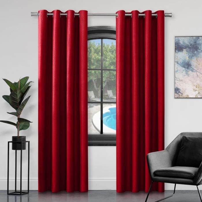 Rideaux À Œillets En Soie Synthétique Pour Salon, 100% Polyester ...