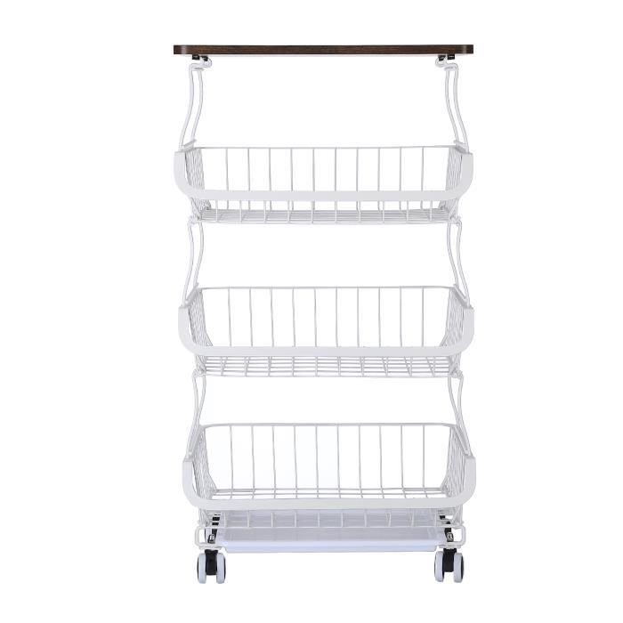 VBESTLIFE Chariot de rangement mobile à roulettes 4 couches blanc ...