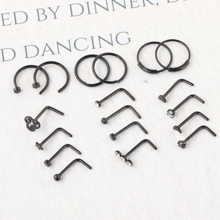 Stfery Percing au Nez en L, Percing au Nez Acier Chirurgical en Cœur Le ...