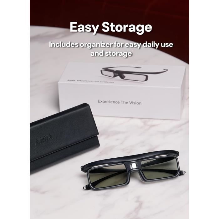 AWOL Vision Lunettes 3D DLP Link 3D,Lunettes Rechargeables à obturateur ...