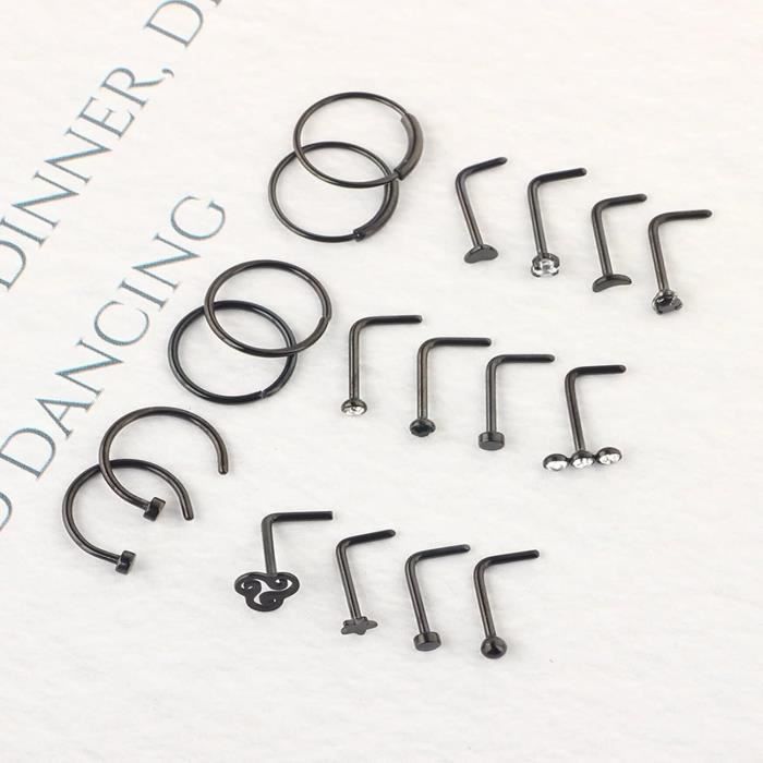 Stfery Percing au Nez en L, Percing au Nez Acier Chirurgical en Cœur Le ...