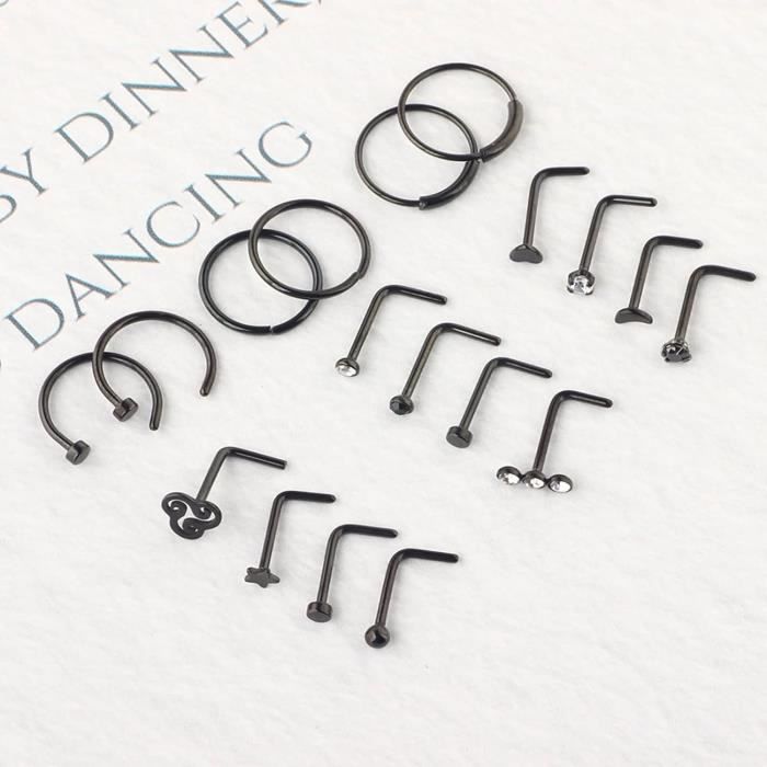 Stfery Percing au Nez en L, Percing au Nez Acier Chirurgical en Cœur Le ...
