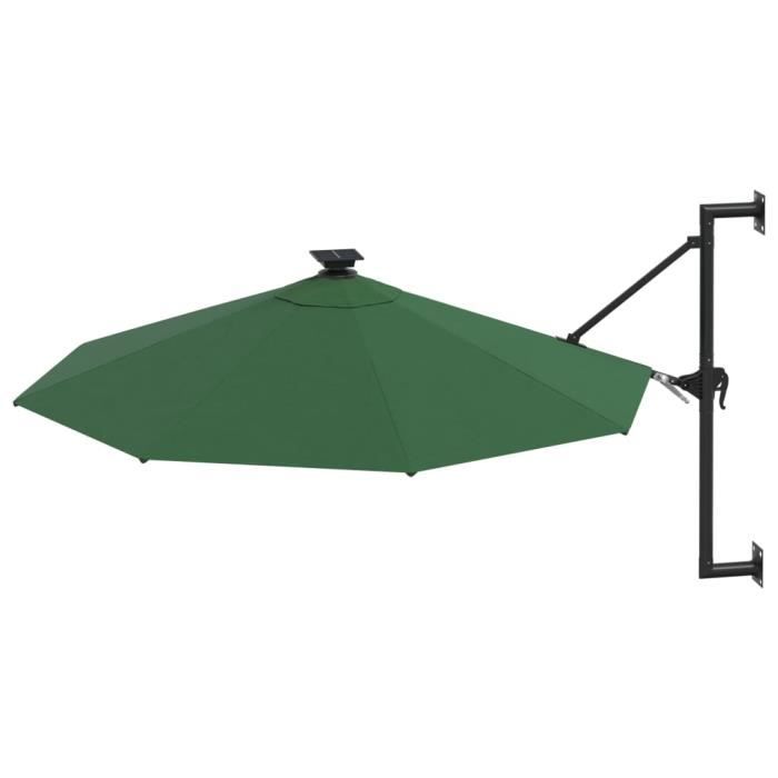 Parasol mural avec mât métallique et LED 300 cm Vert - Cdiscount Jardin