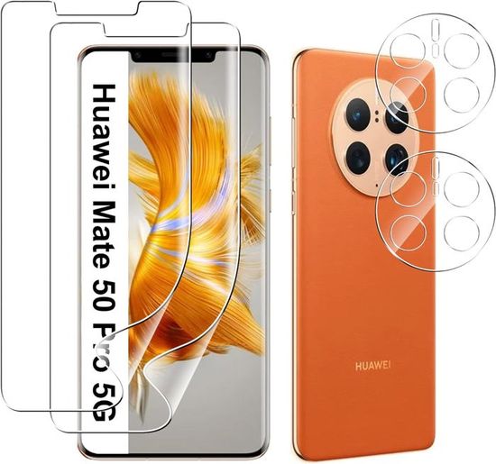 Lot de 4 films de protection écran et caméra pour Huawei Mate 50 Pro ...