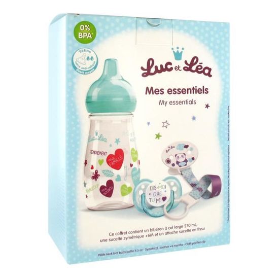 LUC ET LEA coffret luc-lea Mes essentiels-biberon 270ml+ sucette ...