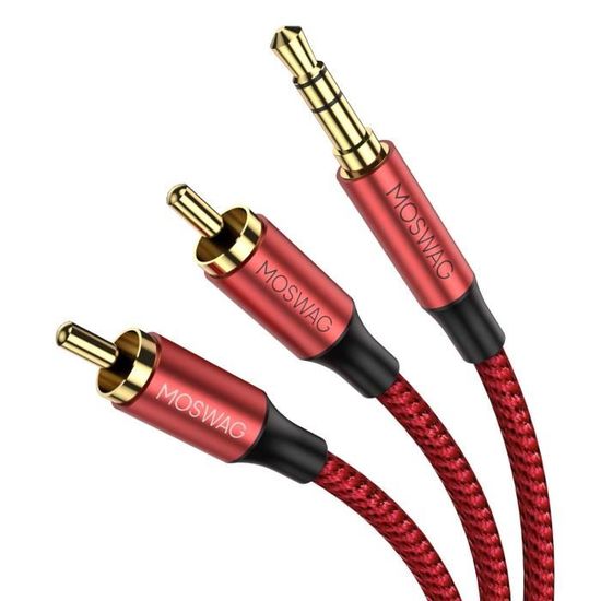 Câble Rca Jack Audio, 3.5Mm Mâle Vers 2 Rca Mâle Y Auxiliaire Audio ...
