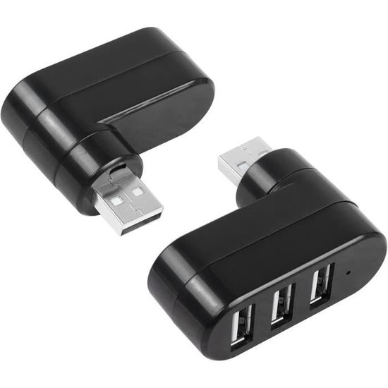 Lot de 2 répartiteurs USB 2.0 à 3 ports rotatifs à 180° pour clé USB ...