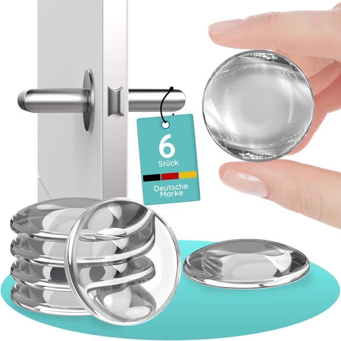 TRAHOO-Lot de 6 butoirs de porte muraux autocollants transparents ...