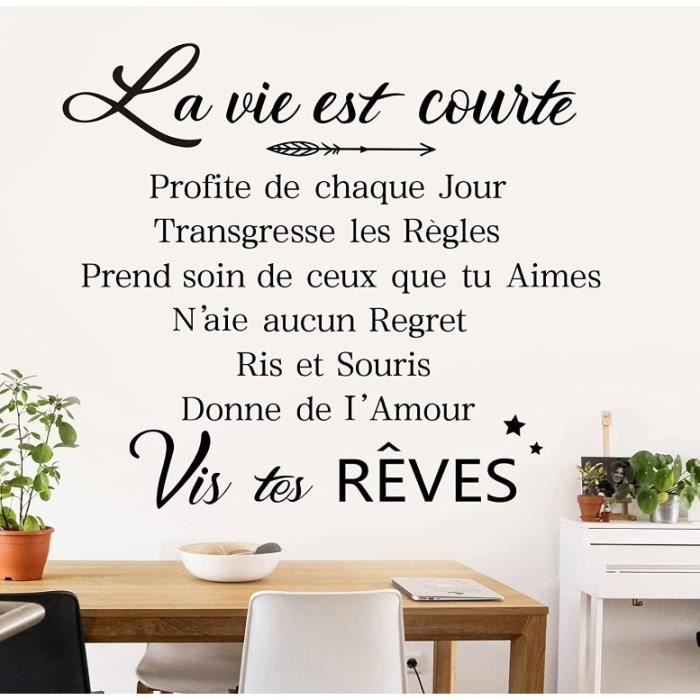 Autocollant Mural Citations et Lettres Amour Stickers Muraux Noir ...