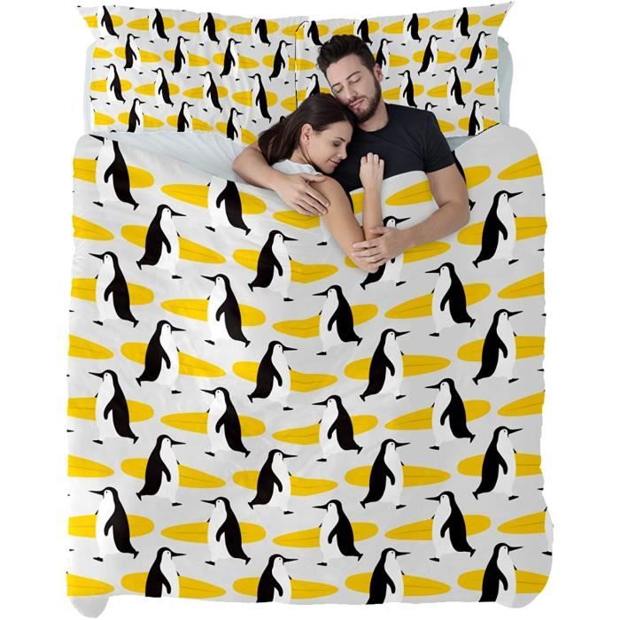 Housse de Couette Pingouin de Dessin animé Parure de lit 3 pièces ...