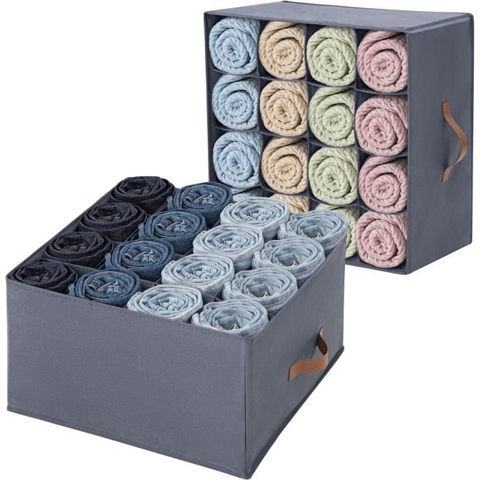 Organisateur Armoire Rangement Tiroir Vetement 16 Grilles Boite De ...