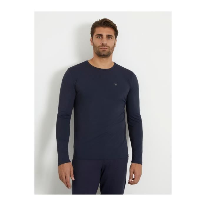 TShirt ML stretch petit logo triangle - Guess jeans - Homme Bleu ...