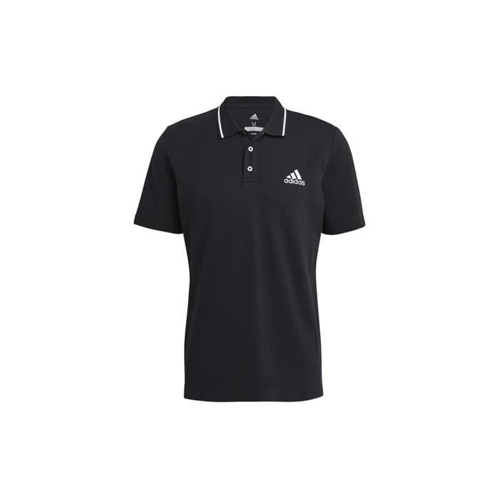 T-shirt - ADIDAS - Essentials Piqué - Noir - 100% coton - Manches ...