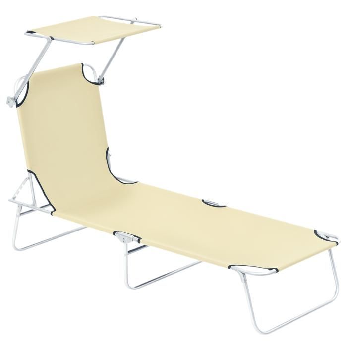 Transat bain de soleil - Outsunny - pliable grand confort inclinable ...