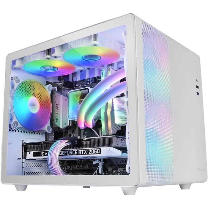 Mars Gaming Mc-400 Blanc, Boîtier Gaming Compact Micro-Atx, Fenêtre Latérale Complète Verre ...