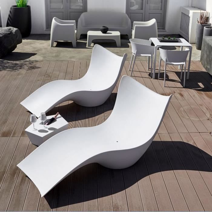 Transat de jardin design blanc transat de piscine Cassiopea - Cdiscount ...